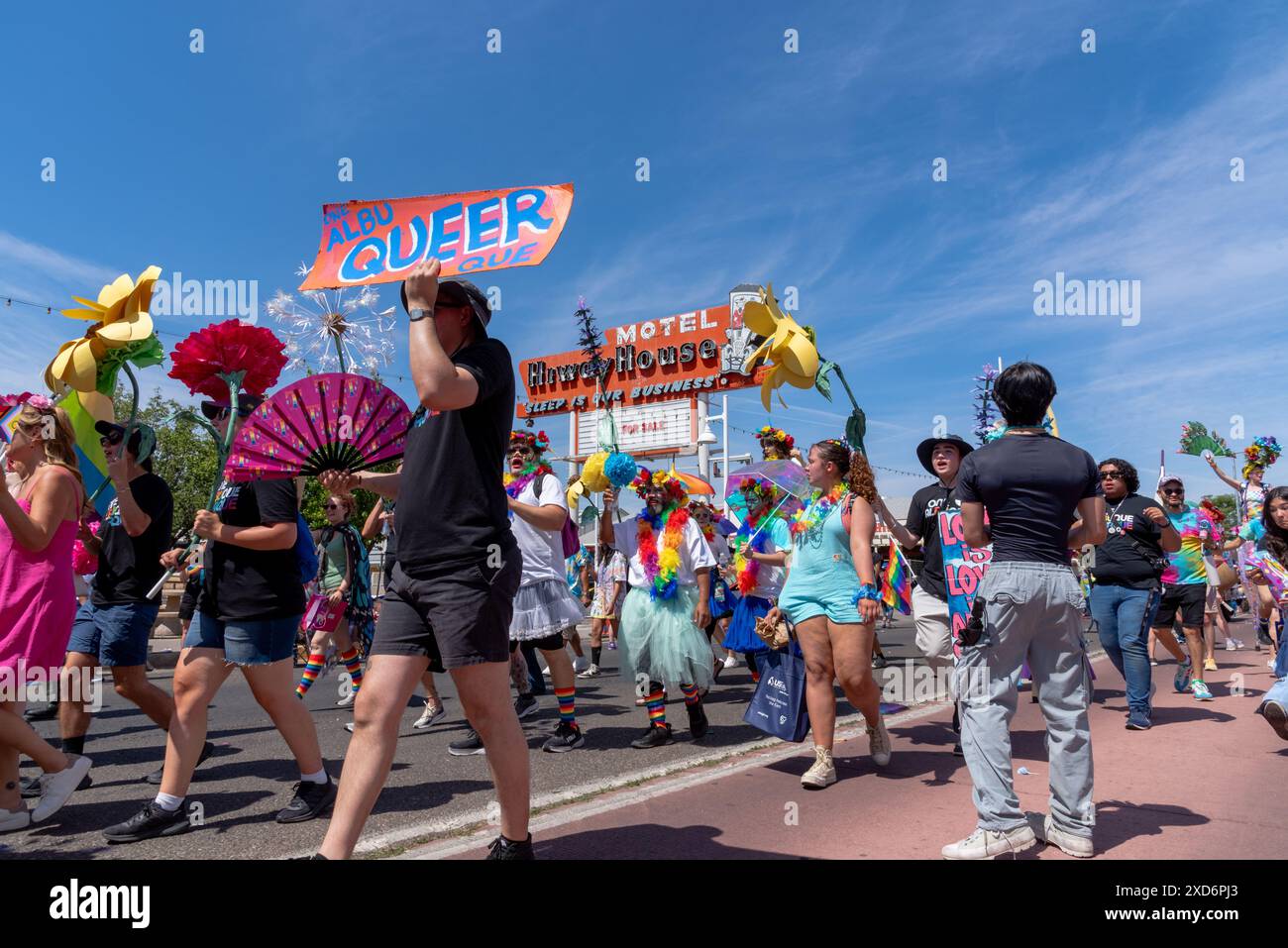 Colorful Pride Parade 2024, the historic Hiway House Motel in the ...