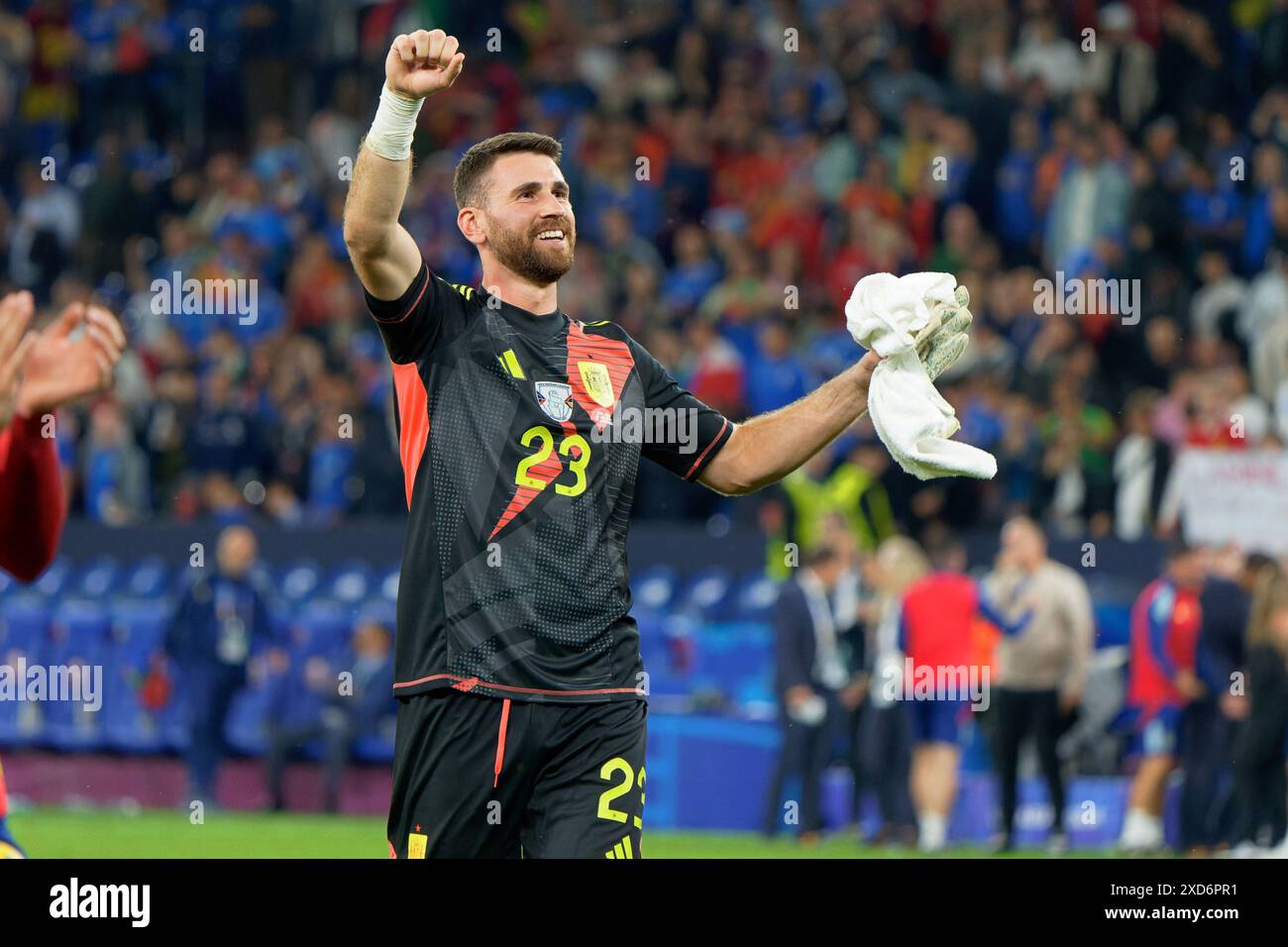Unai Simon of Spain celebrates the victory during UEFA Euro 2024 ...
