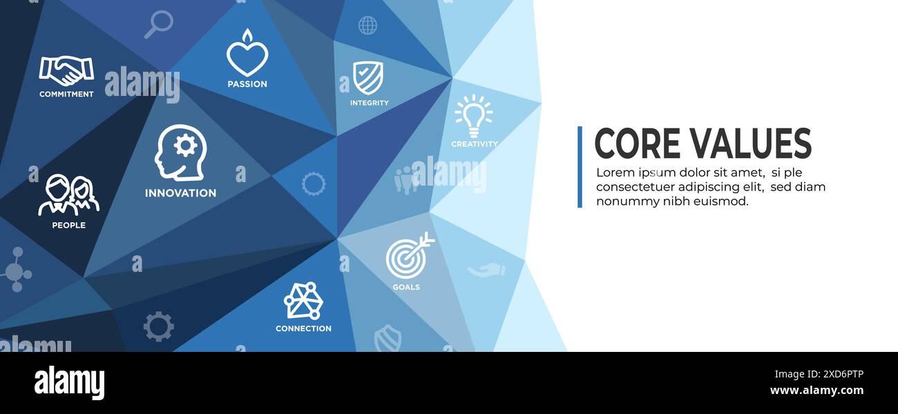Core Values Web Header Banner - Integrity Mission and Vision Icons ...