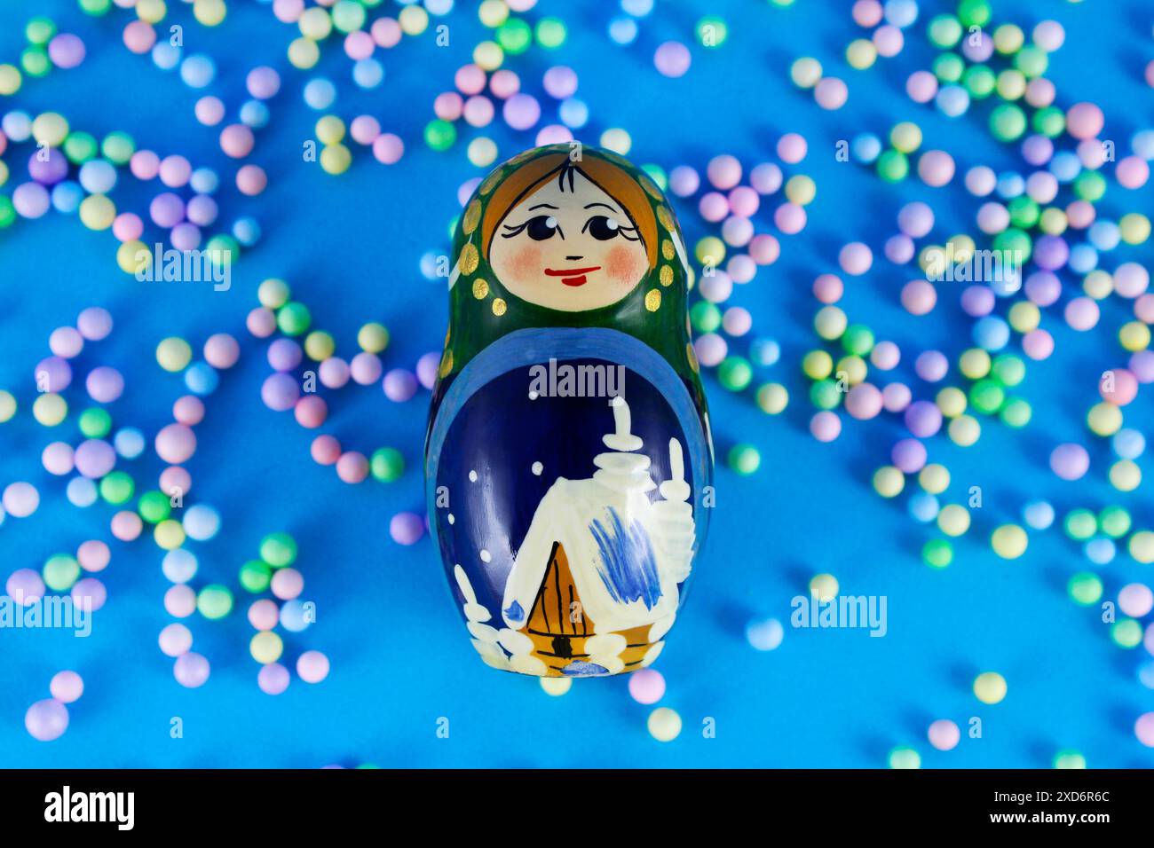 Spheres and Matryoshka, Russian doll Stock Photo - Alamy