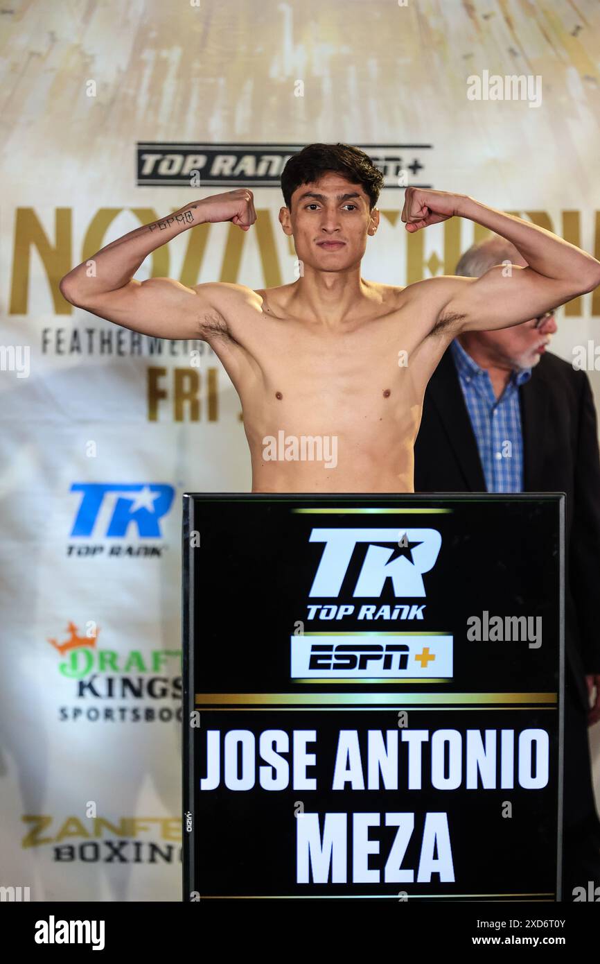 June 20, 2024: Junior Lightweight Jose Antonio Meza poses during weigh ...