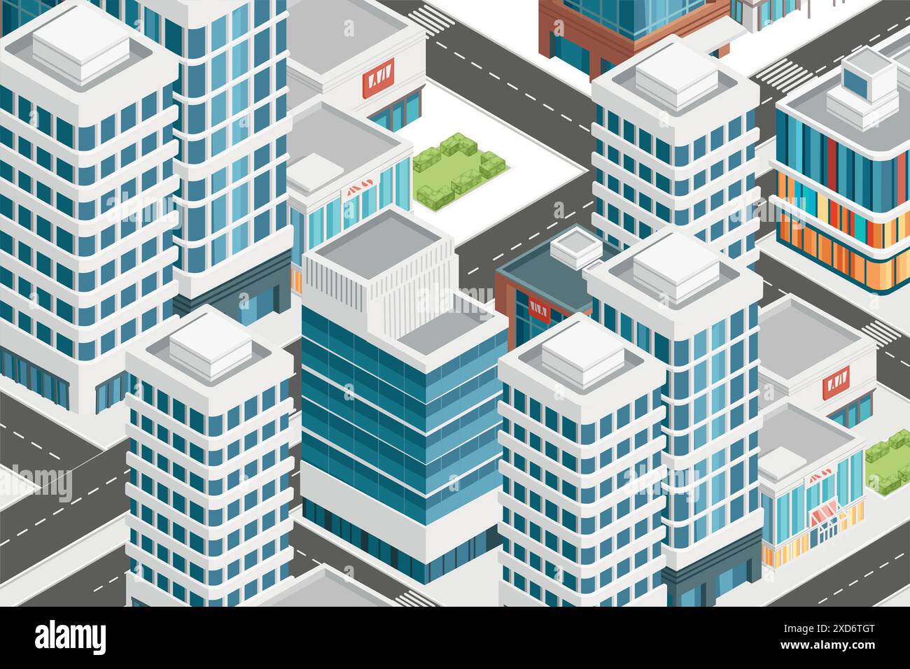 Three-dimensional isometric view showcasing bustling streets, towering ...