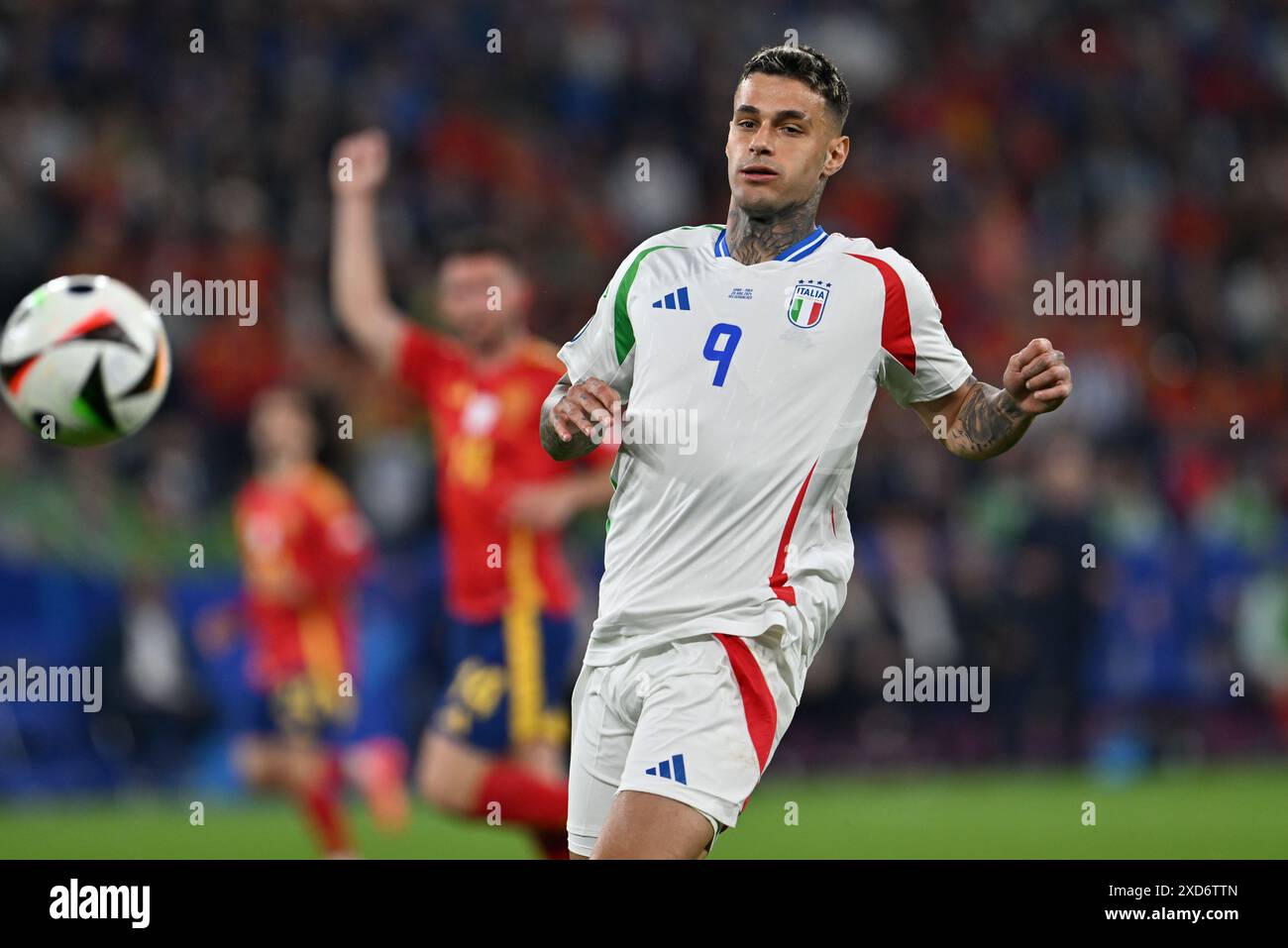 Gianluca Scamacca (9) of Italy pictured in action during a soccer game ...