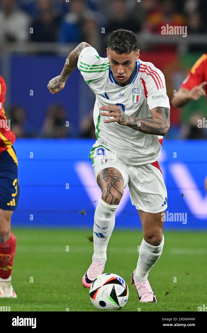 Gianluca Scamacca (9) of Italy pictured during a soccer game between ...