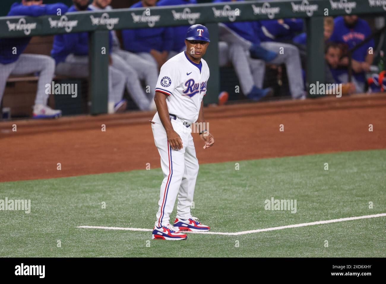 Arlington, Texas, USA. 19th June, 2024. Texas Rangers third base coach ...