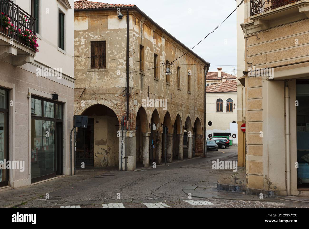 Typical Italian street, Treviso, Italy. Italian architecture in Europe ...