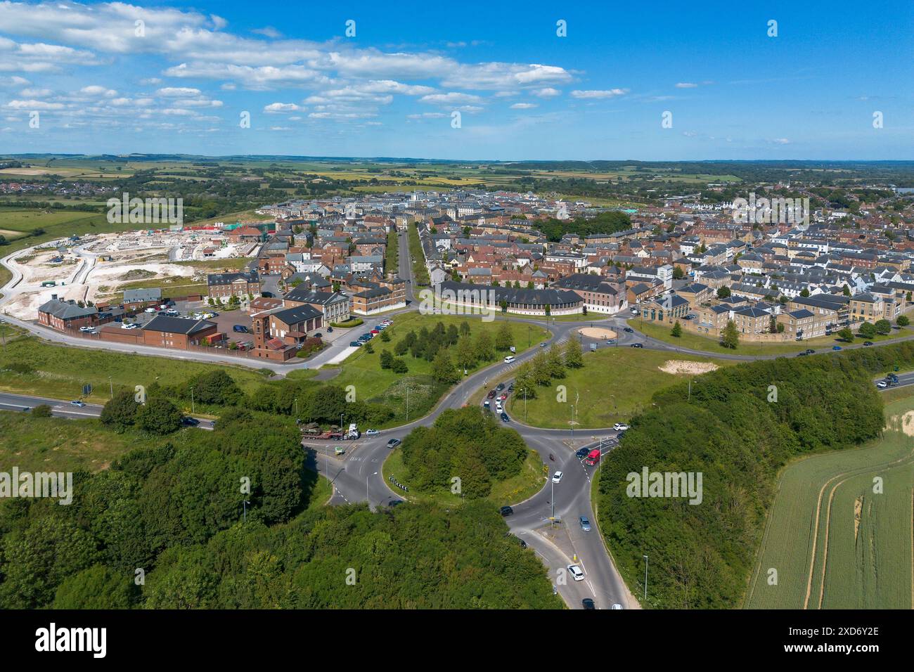 Poundbury, Dorchester, Dorset, UK. 20th June 2024. Aerial view of the ...