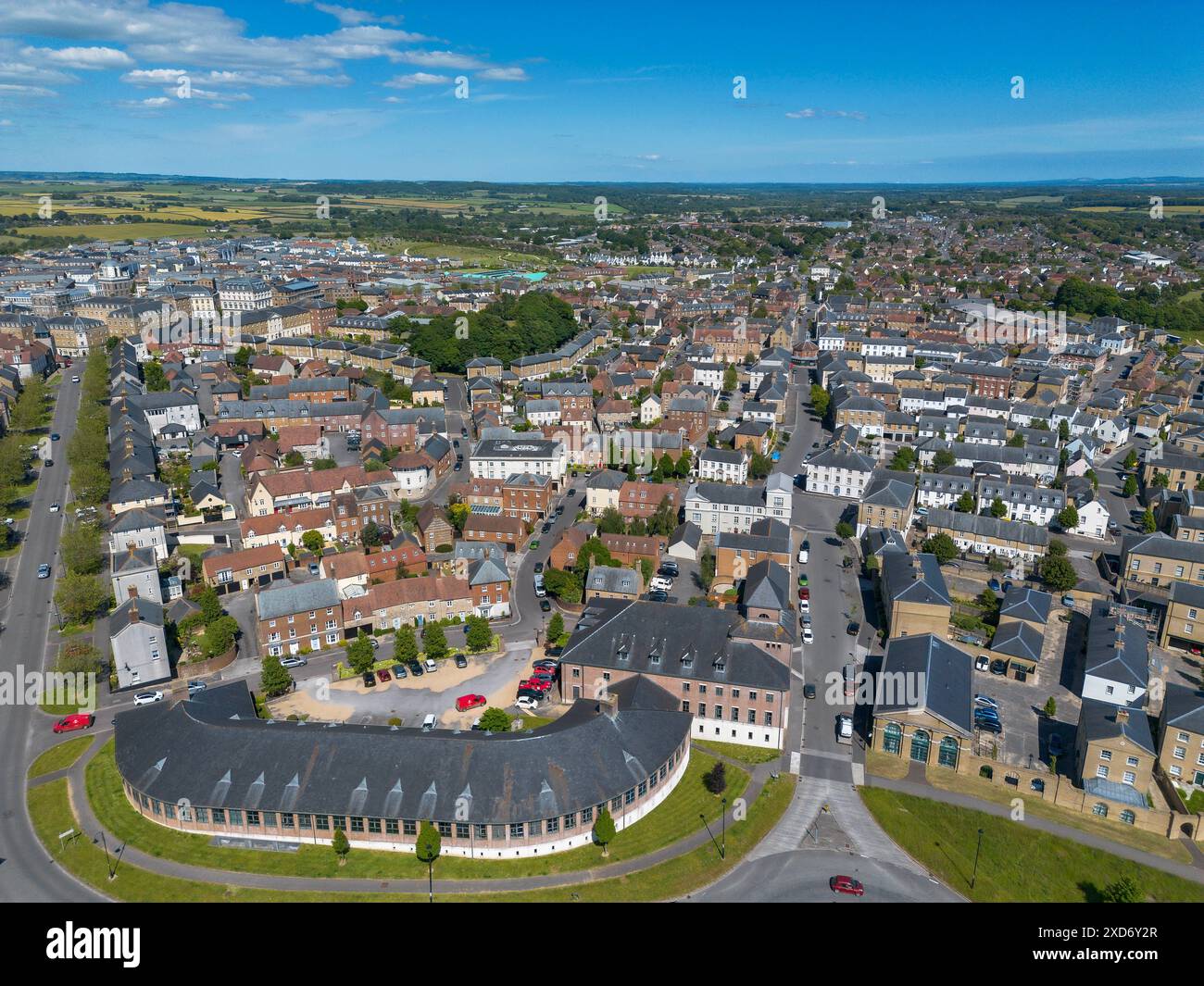 Poundbury, Dorchester, Dorset, UK. 20th June 2024. Aerial view of the ...