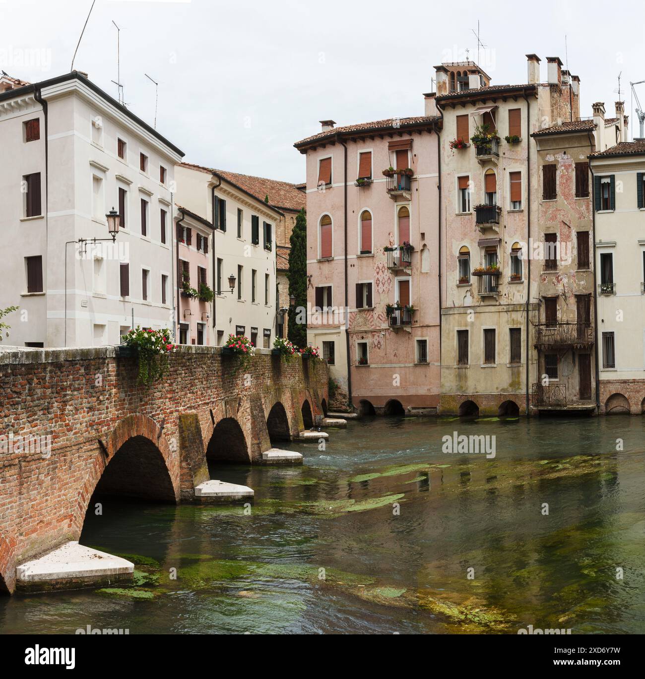 The Italian city of Treviso in the province of Veneto. View of the ...