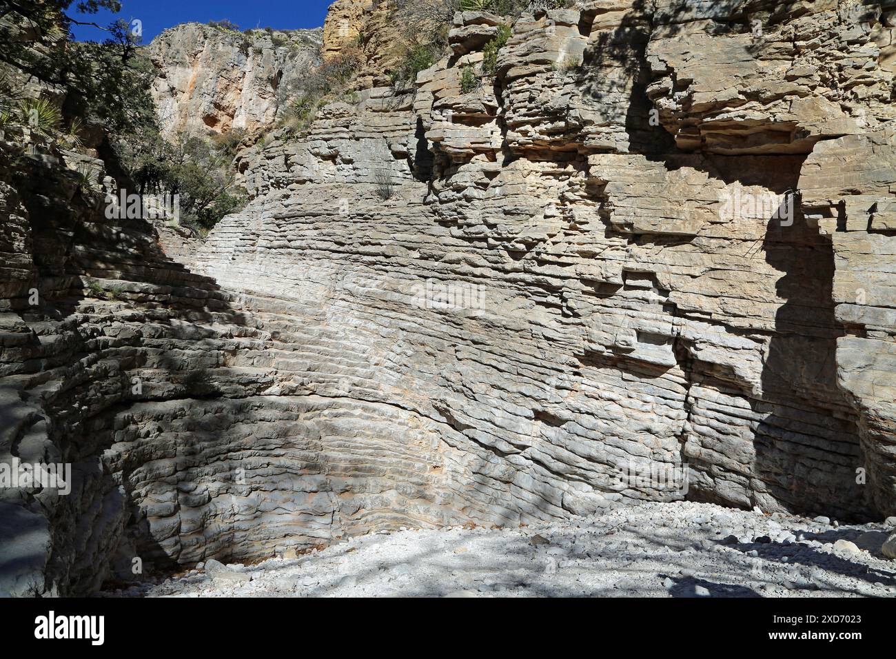 Layered cliff of Devils Hall - Guadalupe Mountains NP, Texas Stock ...