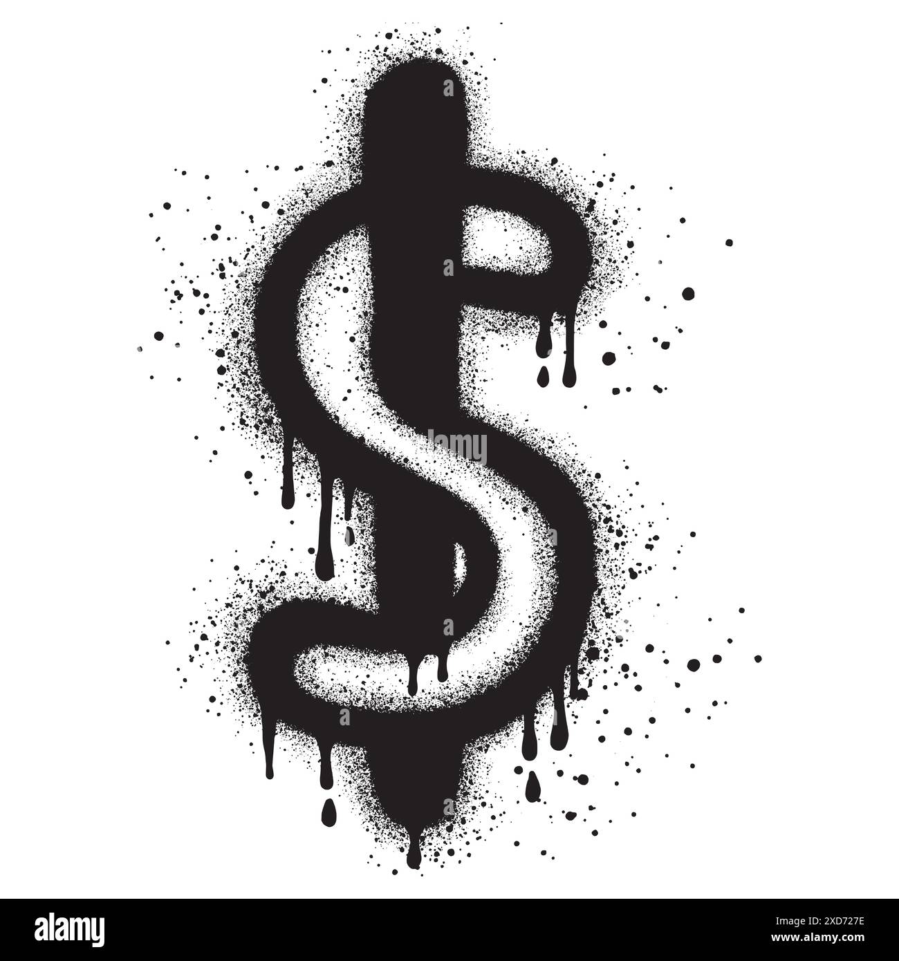 spray graffiti Dollar sign. Black color. isolated on white background ...