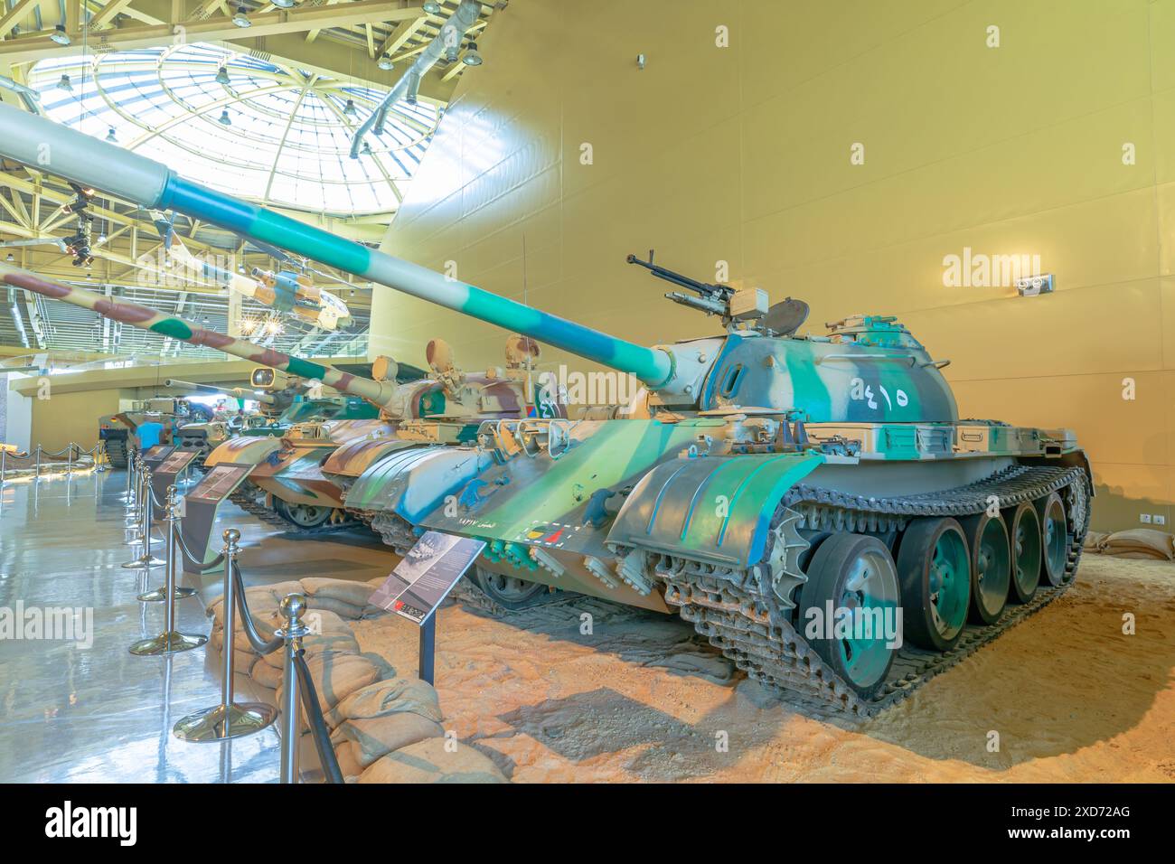 Royal Tank Museum, Amman, Jordan - May 4, 2024: Classic T-55 Soviet tank prominently exhibited ...