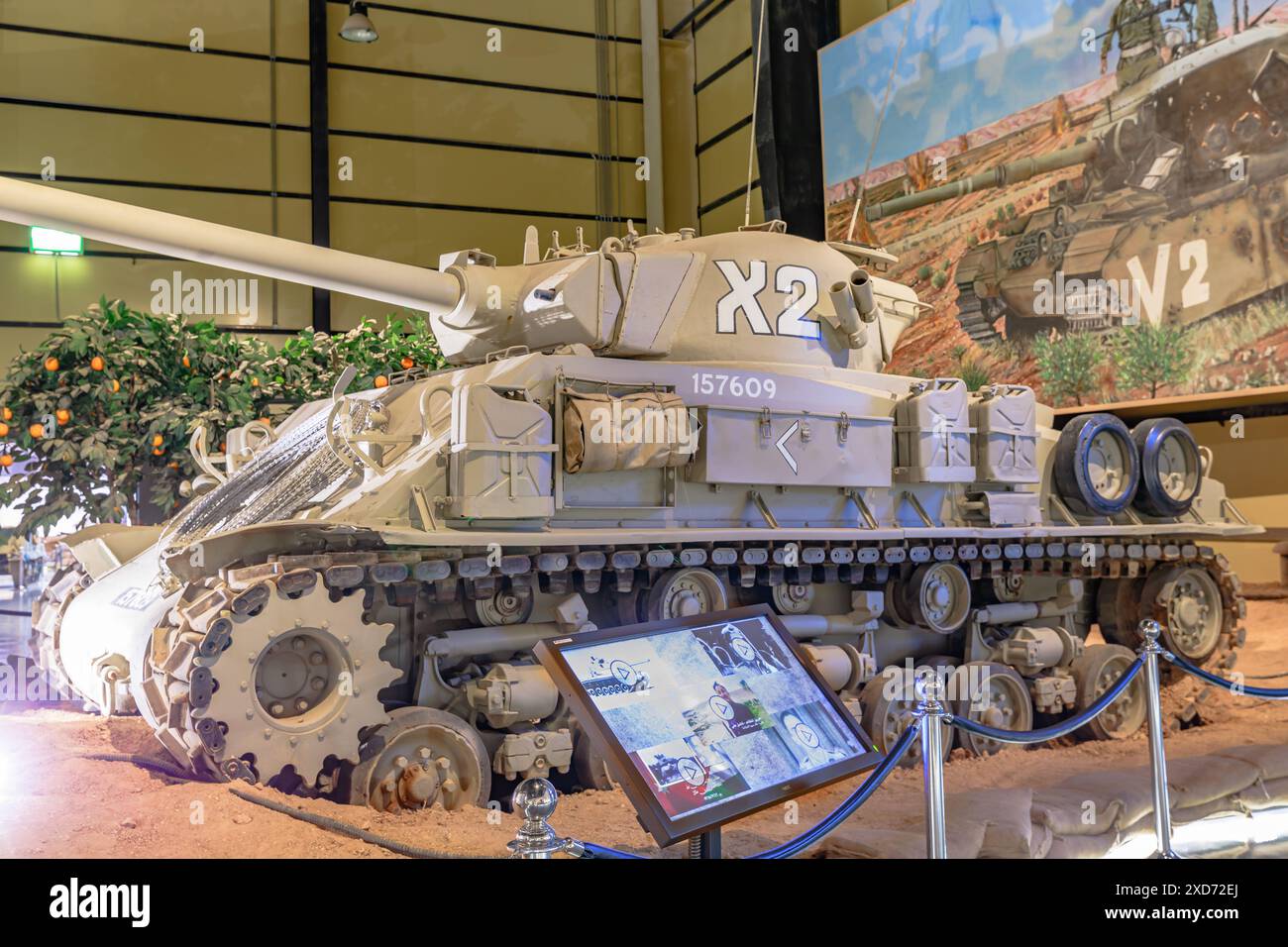 Royal Tank Museum, Amman, Jordan - May 4, 2024: Well preserved super sherman M50 American tank ...
