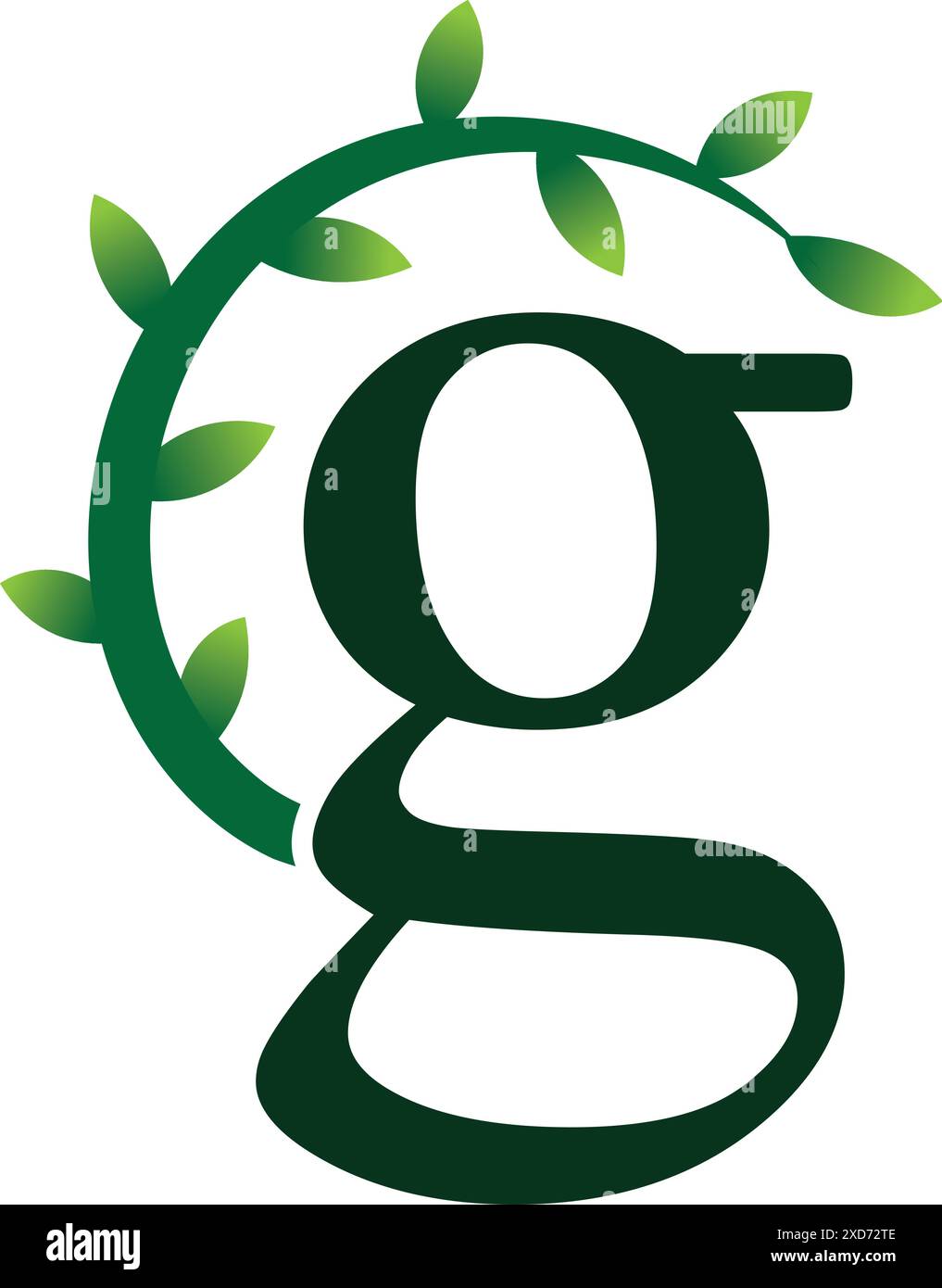 G Letter Logo. Green Color. Leaf Style - Vector Stock Vector Image ...