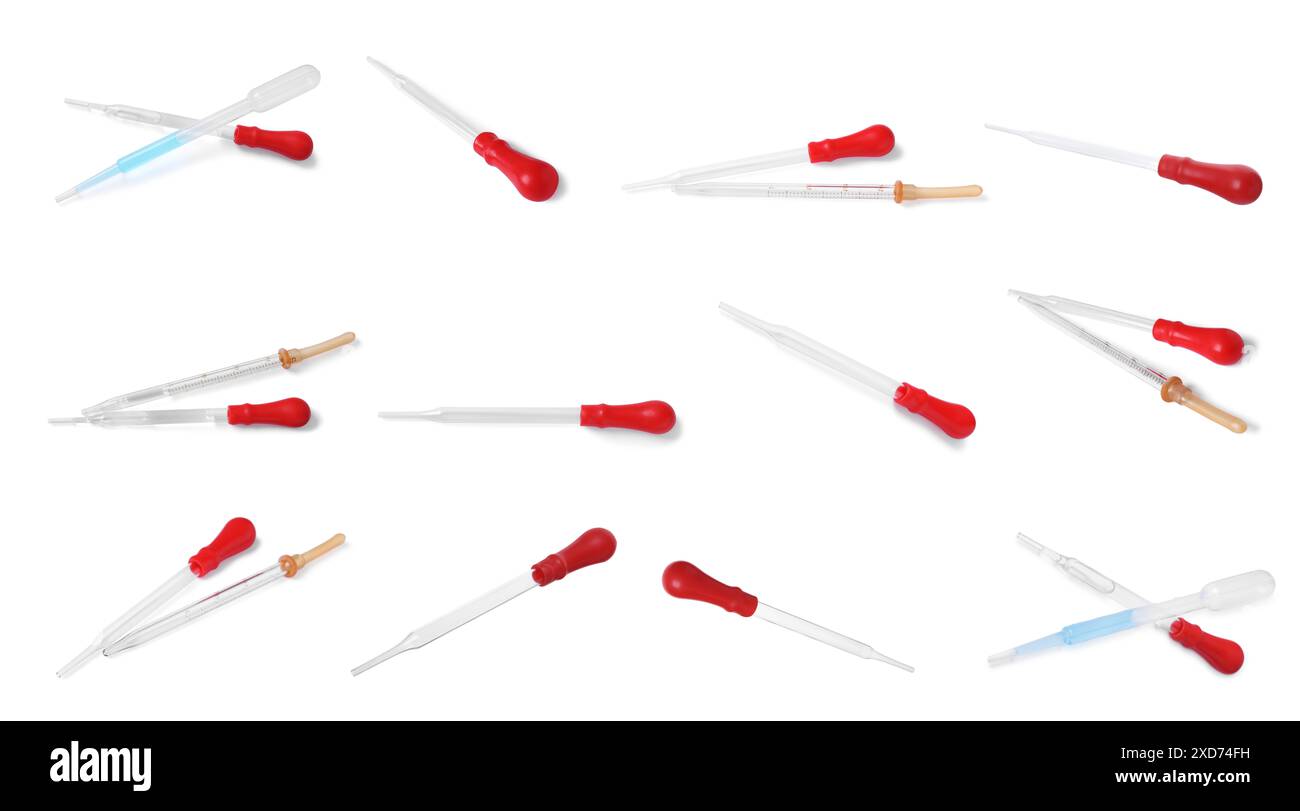 Pipettes isolated on white, set. Medical equipment Stock Photo - Alamy