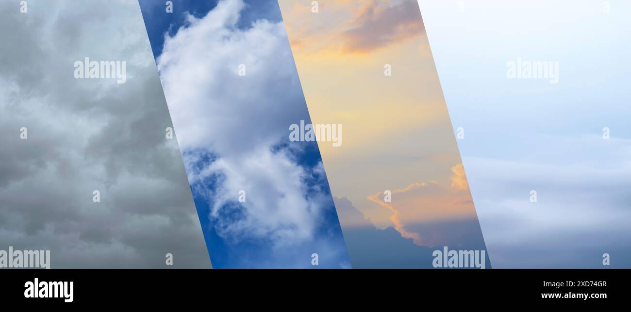 Different weather conditions due to season changing, banner design ...