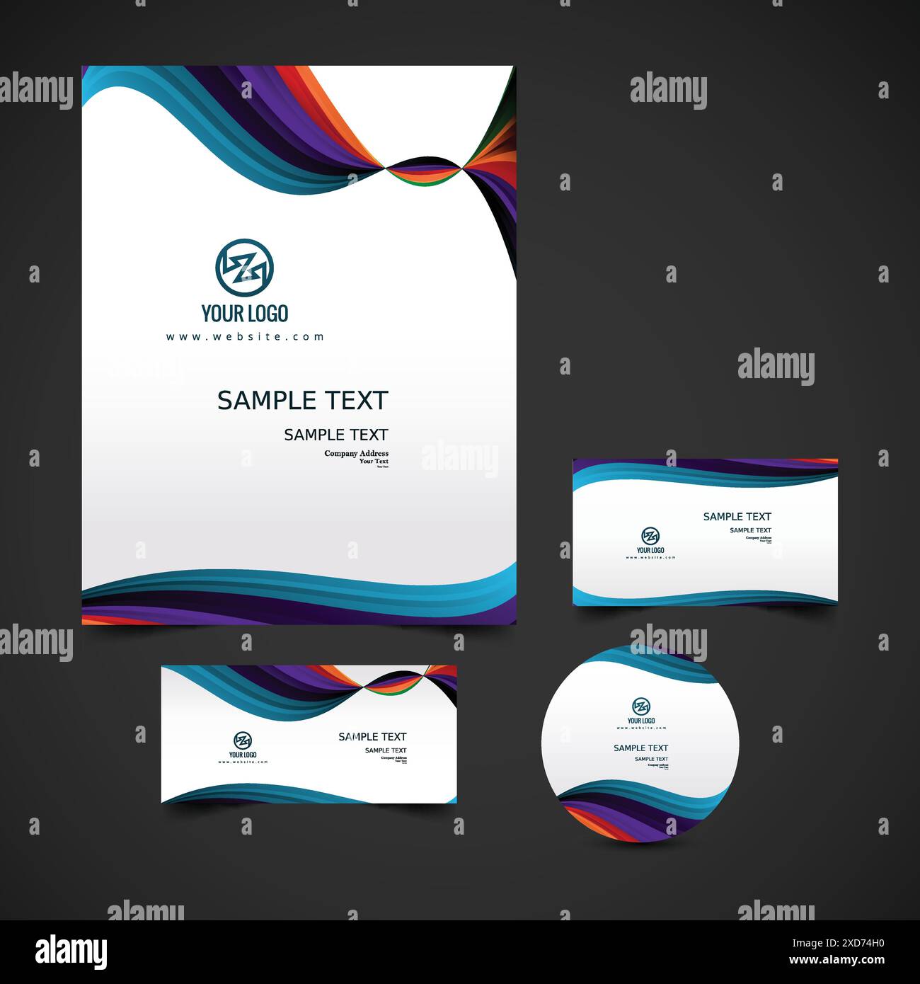 colorful wavy business stationery Stock Vector Image & Art - Alamy