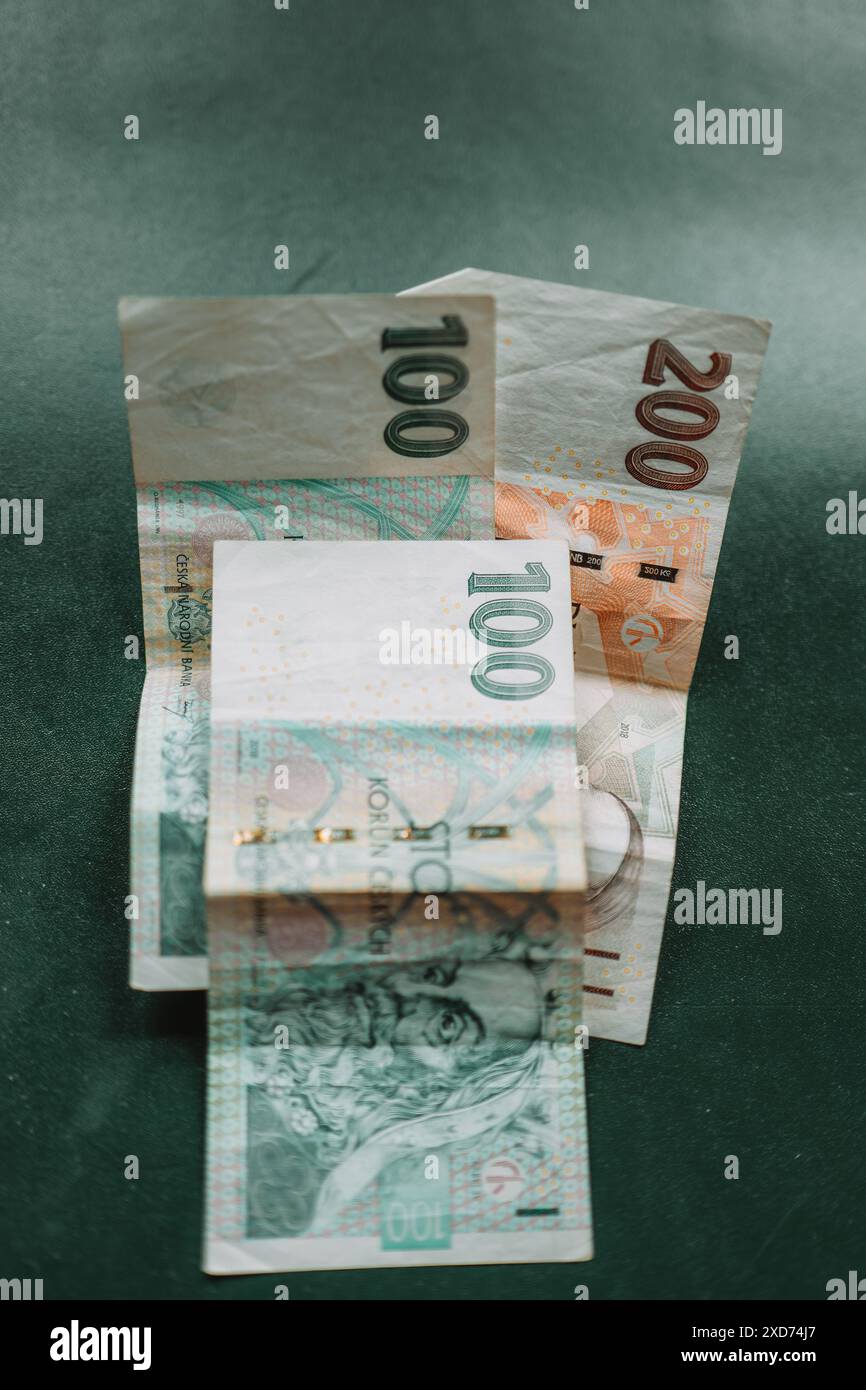 Czech crowns banknotes .Monetary currency of the Czech Republic. Korun ...