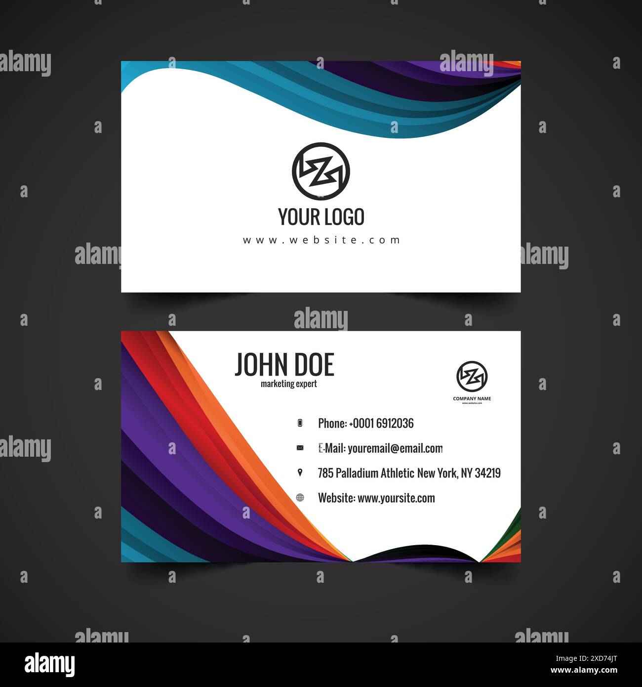 wavy colorful visiting card vector design illustration Stock Vector ...