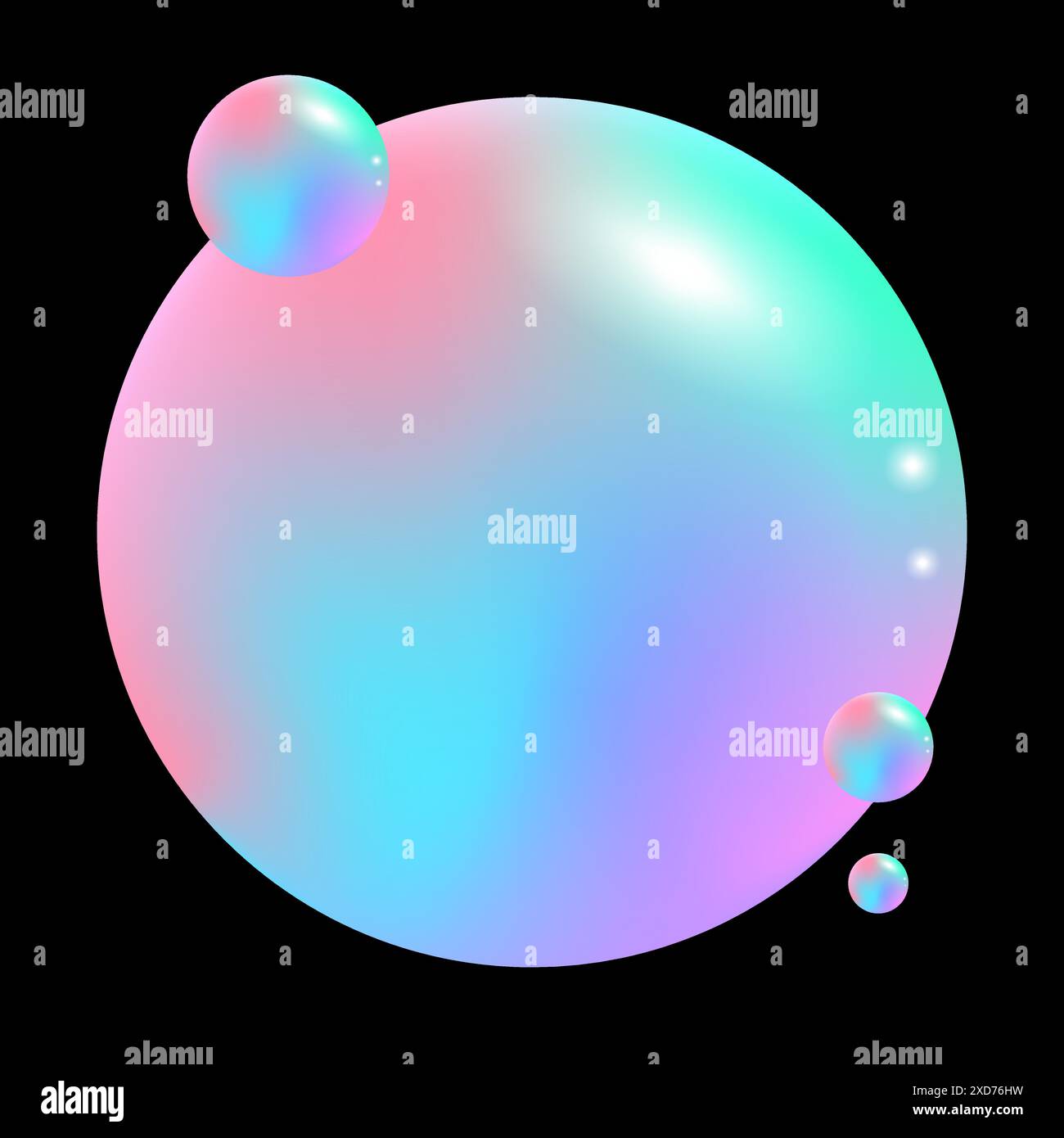 Colorful soap bubble. Pastel gradient effect. Multiple bubbles. Black background Stock Vector ...