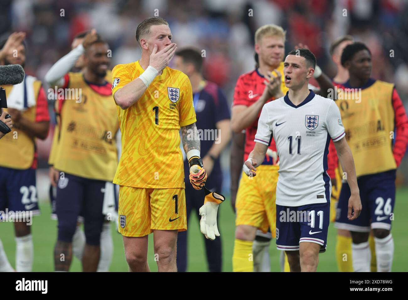 Jordan Pickford (England)Phil Foden (England) during the UEFA Euro ...
