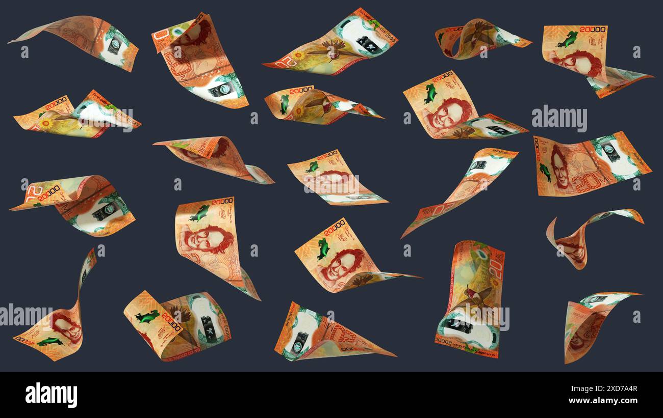 3D rendering of Set of Costa Rican Colón notes flying in different ...