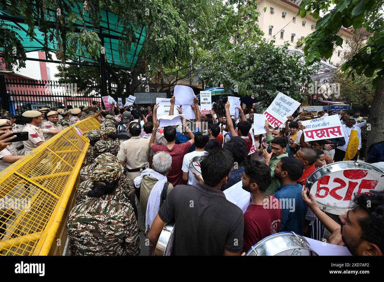 NEW DELHI, INDIA - JUNE 20: Members of various Students Unions stage a ...