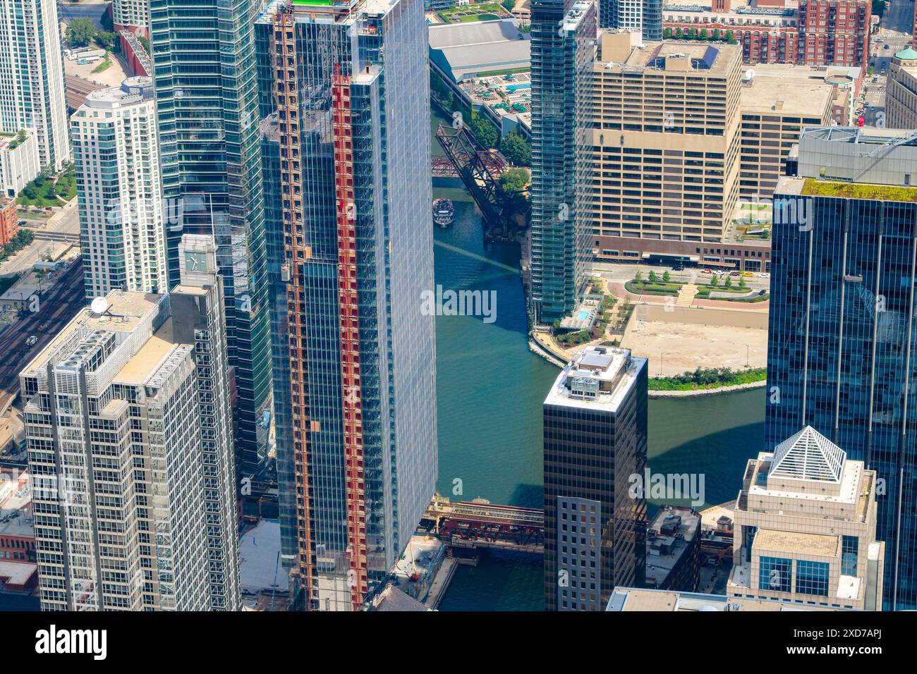Skyscrapers buildings in Chicago Illinois. A lot of tourists visit this ...