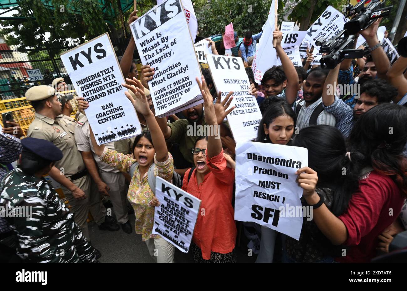 NEW DELHI, INDIA - JUNE 20: Members of various Students Unions stage a ...