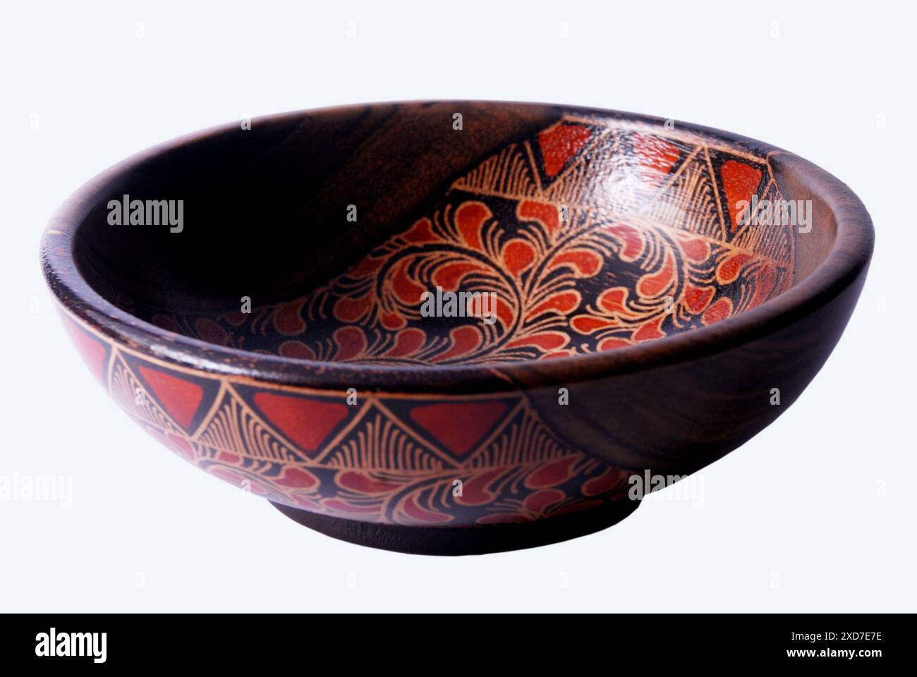 Wooden bowl with floral batik motif, antique decoration for interior ...
