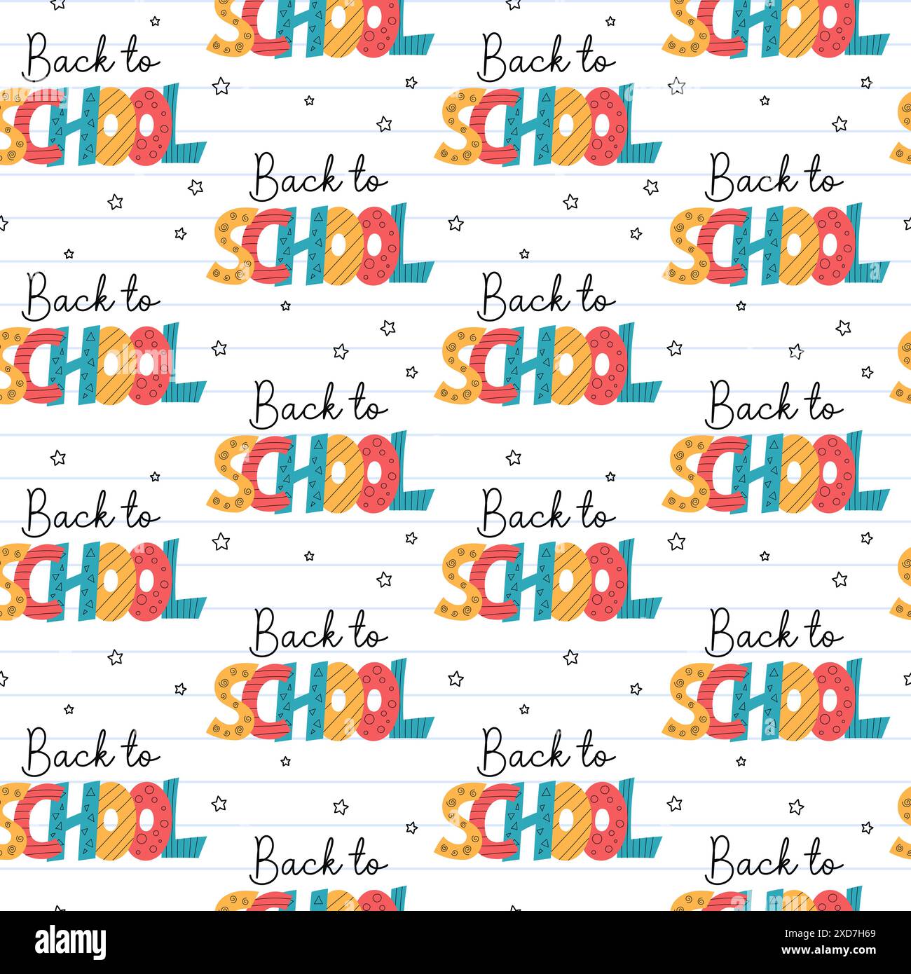 Back to School pattern seamless. Vector background with cute lettering ...