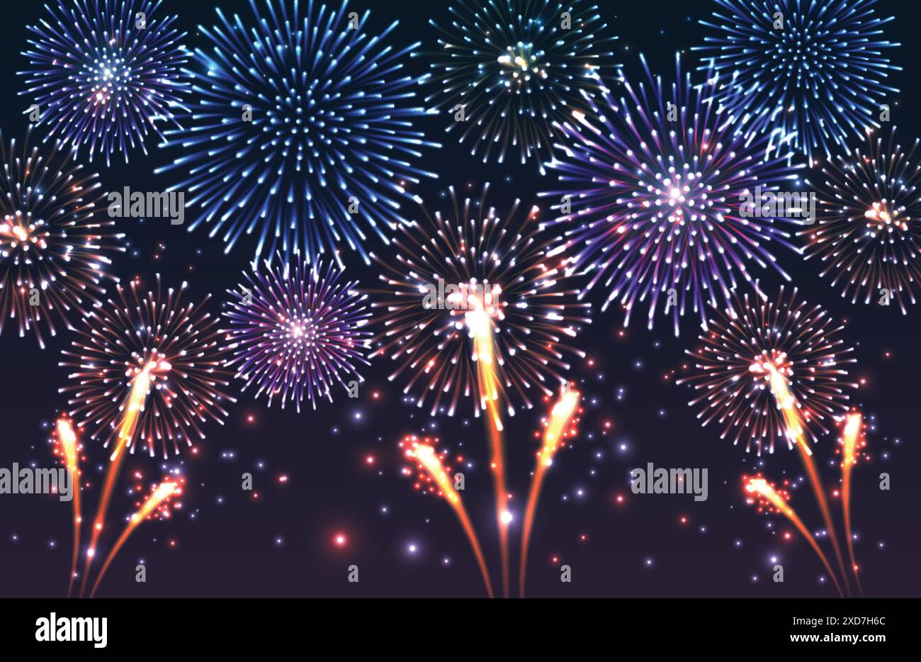 Vibrant fireworks lighting up the night sky Stock Vector Image & Art ...