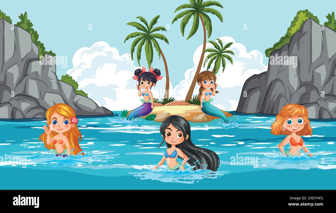 Blue water near island Stock Vector Images - Alamy