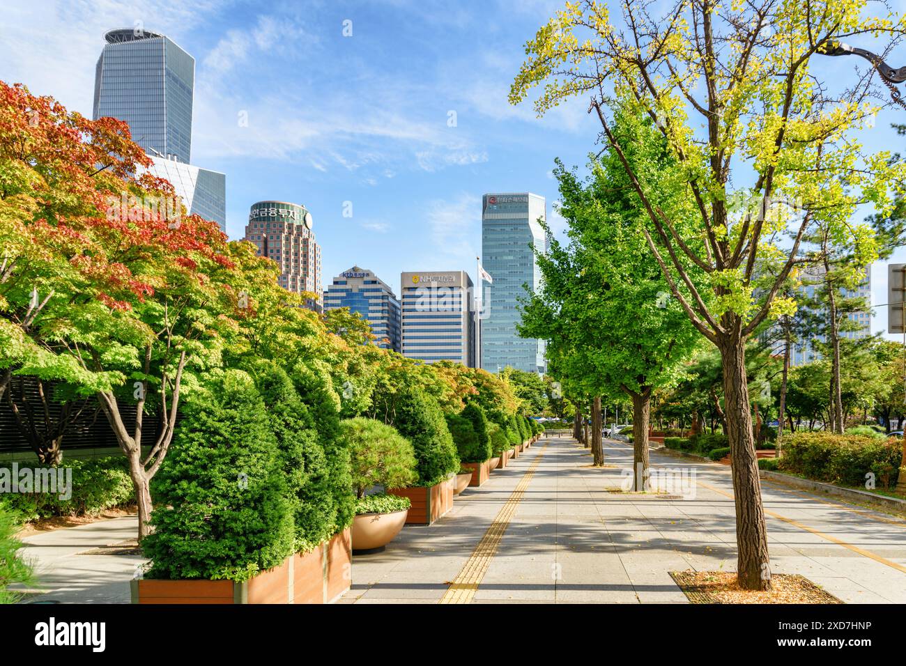 Seoul, South Korea - October 14, 2017: Autumn boulevard at Yeouido ...