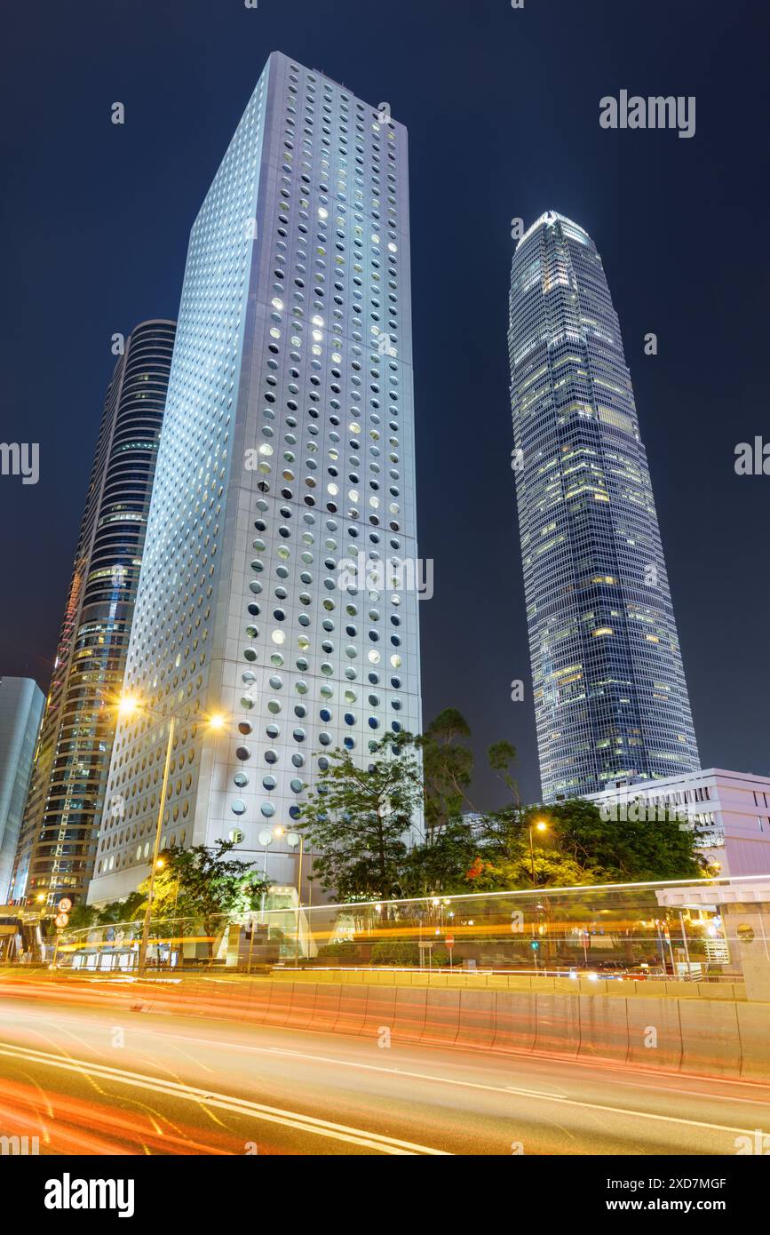 Bottom view illuminated skyscraper night hi-res stock photography and ...