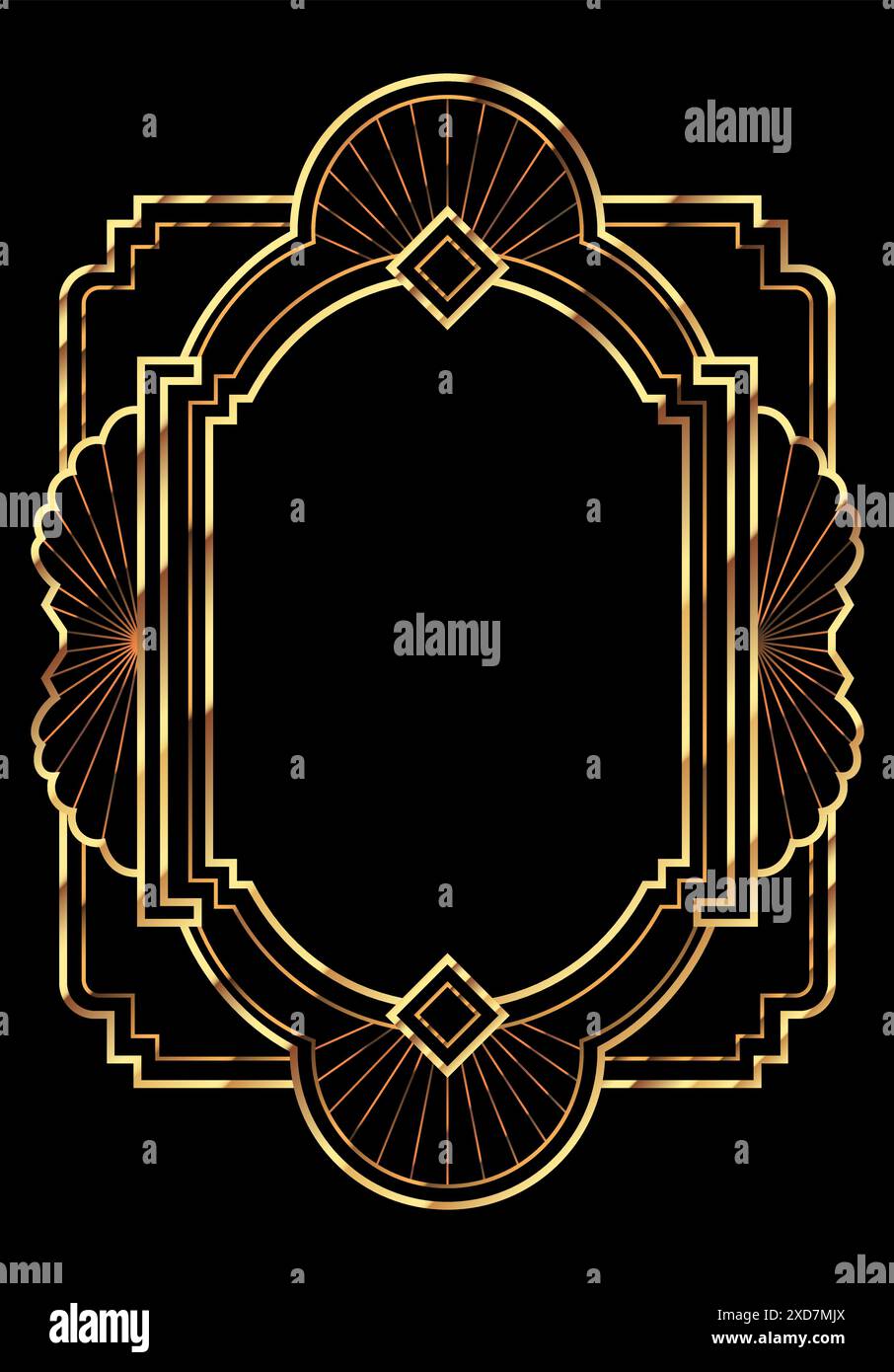 Art deco frame with golden geometric lines in the style of roaring 20s ...