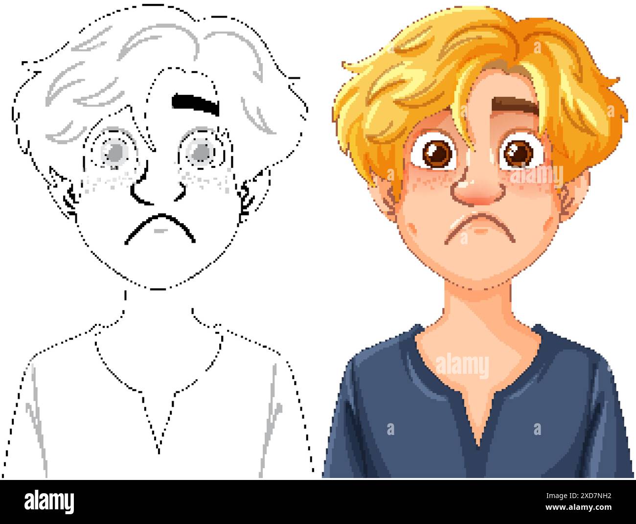 Illustration of a sad boy's face Stock Vector Image & Art - Alamy