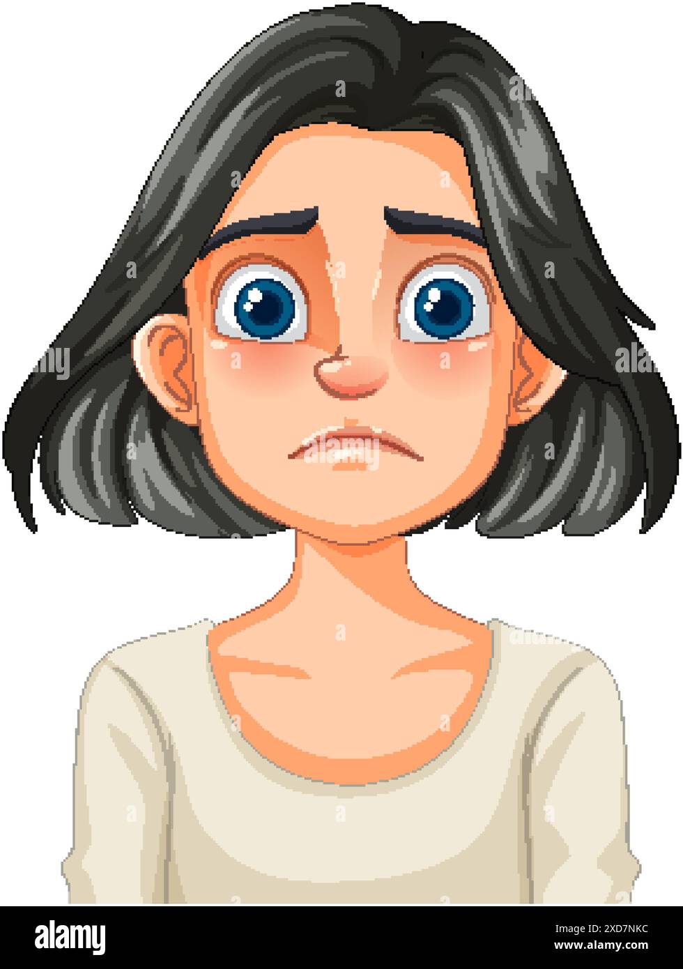 Illustration of a concerned woman with blue eyes Stock Vector Image ...