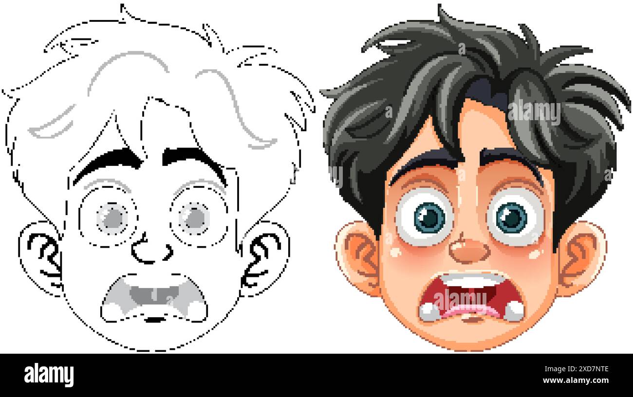 Vector illustration of a shocked boy's face Stock Vector Image & Art ...
