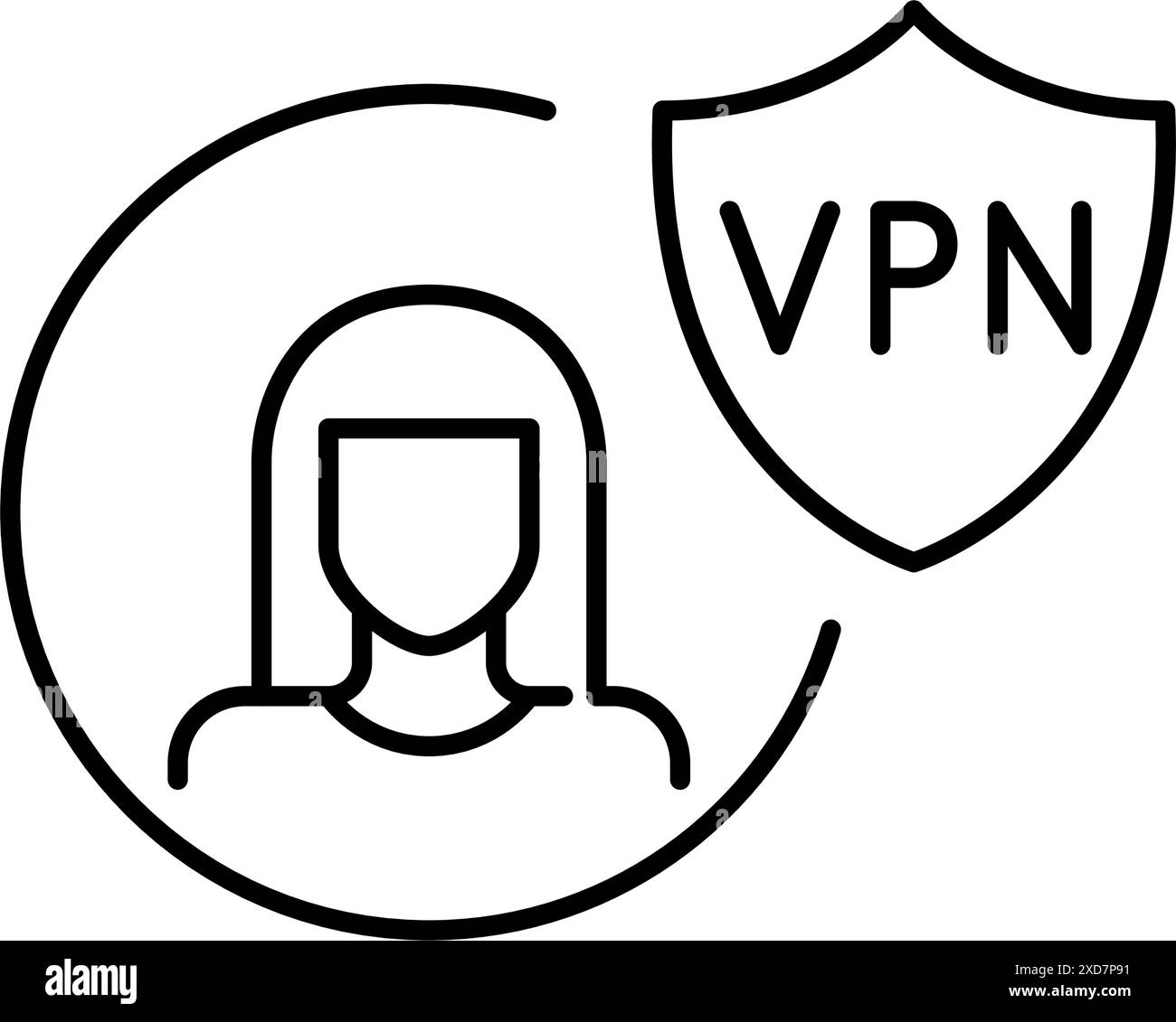 Female user avatar and vpn shield. Protected internet activity. Secure ... Female user avatar and vpn shield. Protected internet activity. Secure ...