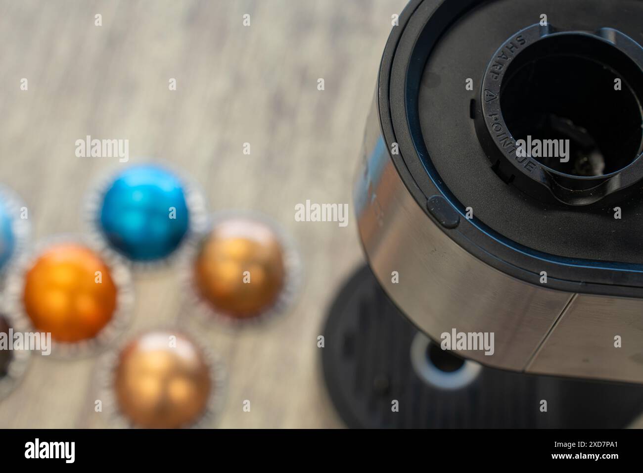 Coffee maker with pods to make morning coffee drink Stock Photo - Alamy