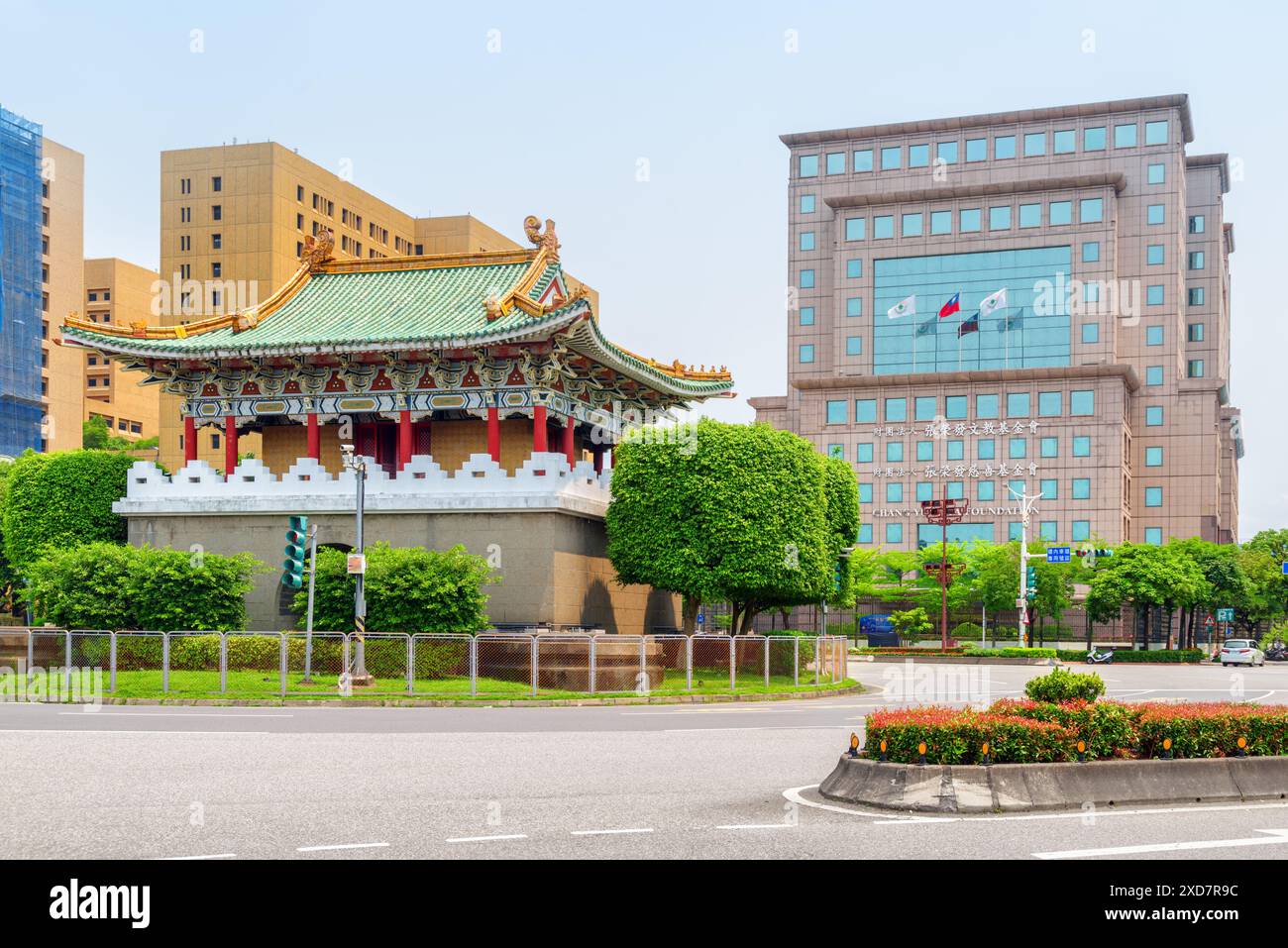 Taipei, Taiwan - April 23, 2019: Scenic colorful view of the East Gate ...