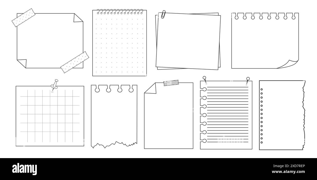 Memo sticky note reminder sheet paper. Doodle paper frame, check list ...