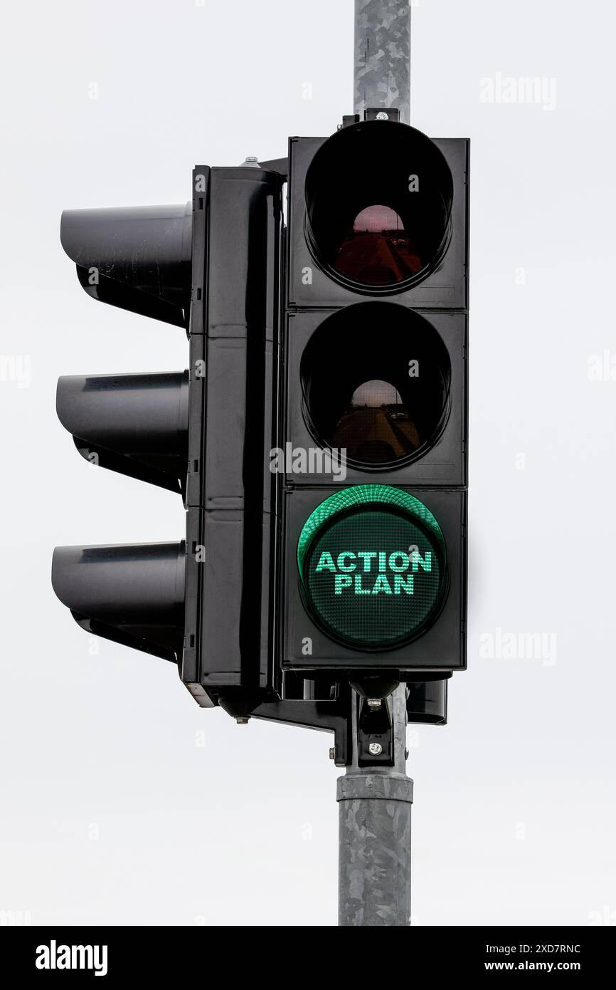Action Plan Concept. Traffic Light with green light Stock Photo - Alamy