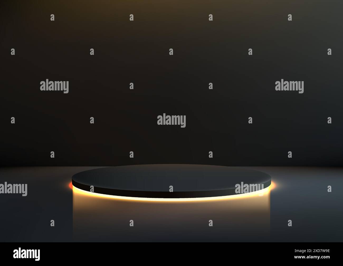 3D Black Round Platform Podium with Neon Light for Futuristic Product ...