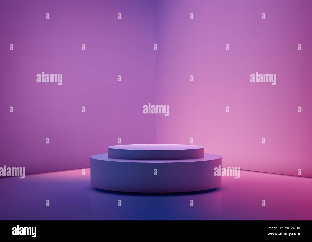 3D Neon Colors Circular Podium in Bright Purple Room for Technology ...
