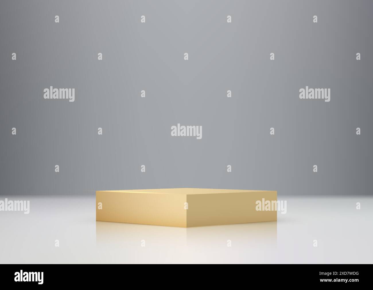 Luxurious 3D Gold Box Podium on White Surface with Gray Background for ...