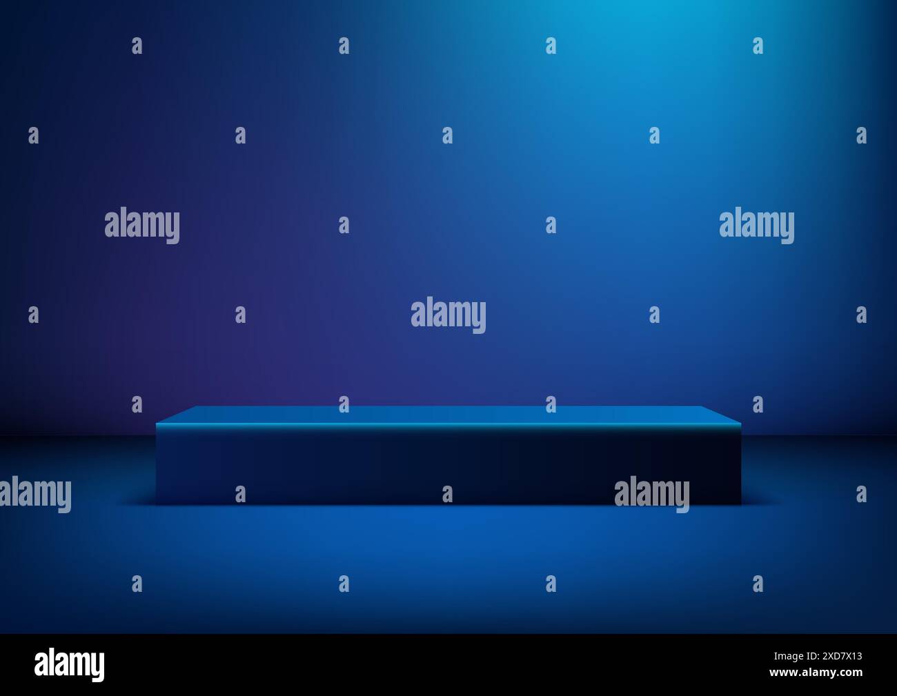 3D Blue Podium on Dark Blue Background for Technology Concept Product ...