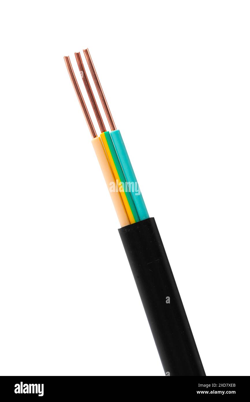 Wire Electrical Cable With Exposed Copper Wires Stock Photo - Alamy