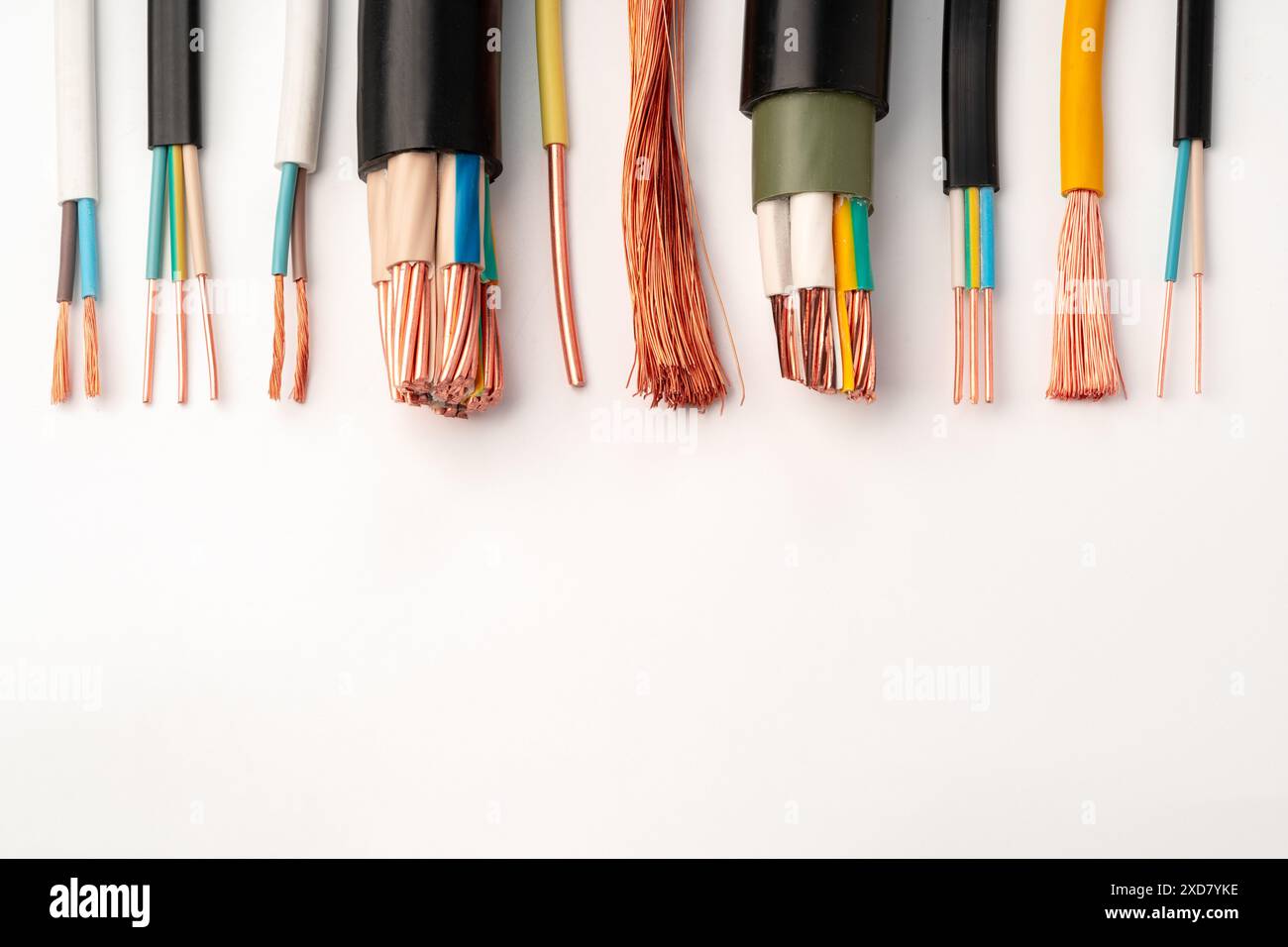 Multi-Colored Electrical Wires With Exposed Copper Strands Stock Photo ...